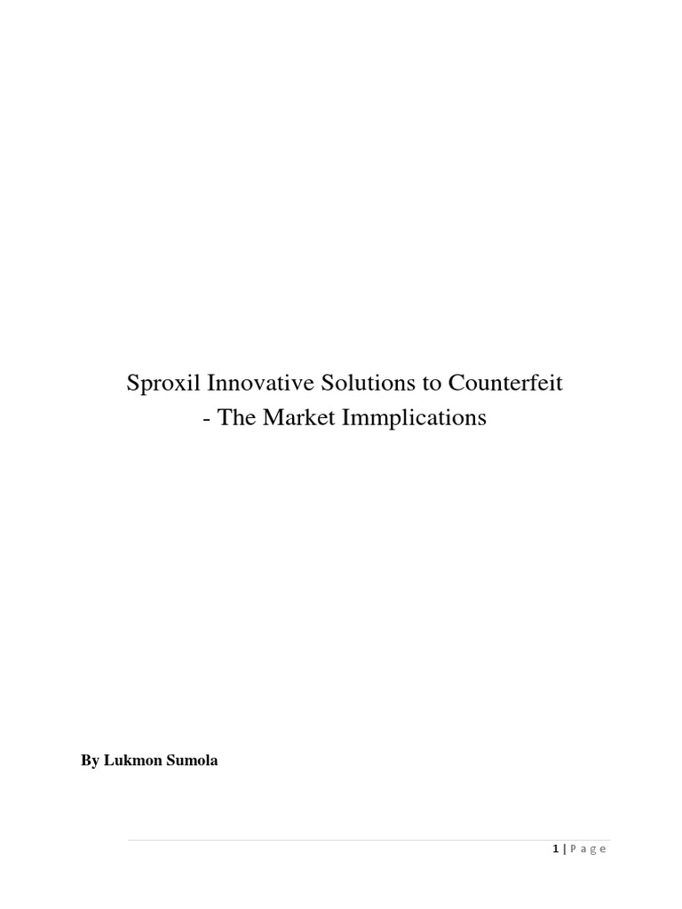 Sproxil Innovative Solutions To Counterfeiting - The Market ...