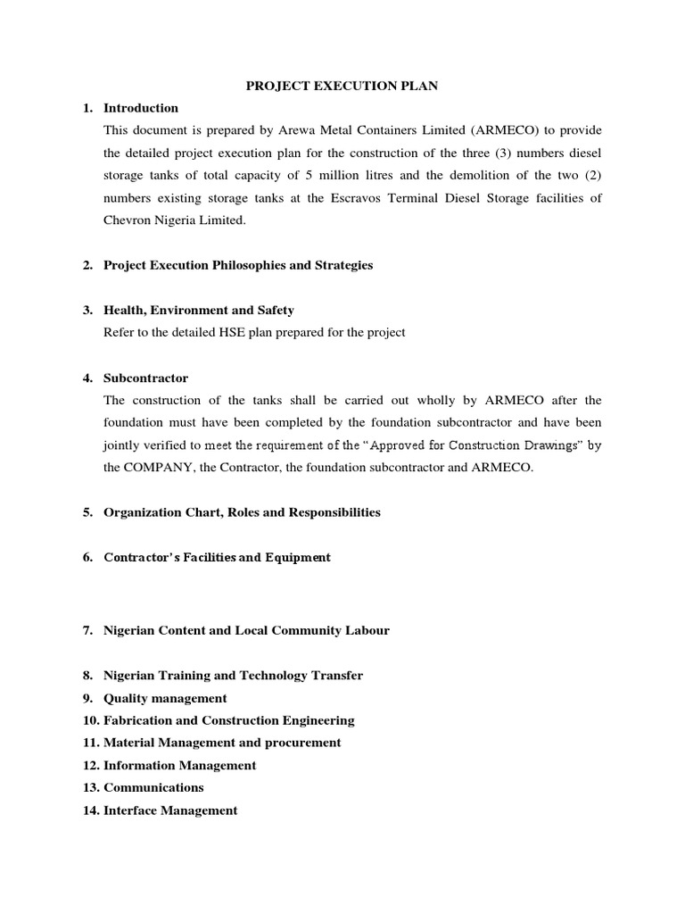 Project Execution Plan | PDF