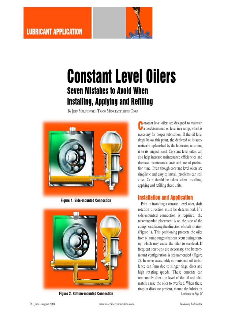 Machinery Lubrication Oilers | PDF | Lubricant | Bearing (Mechanical)