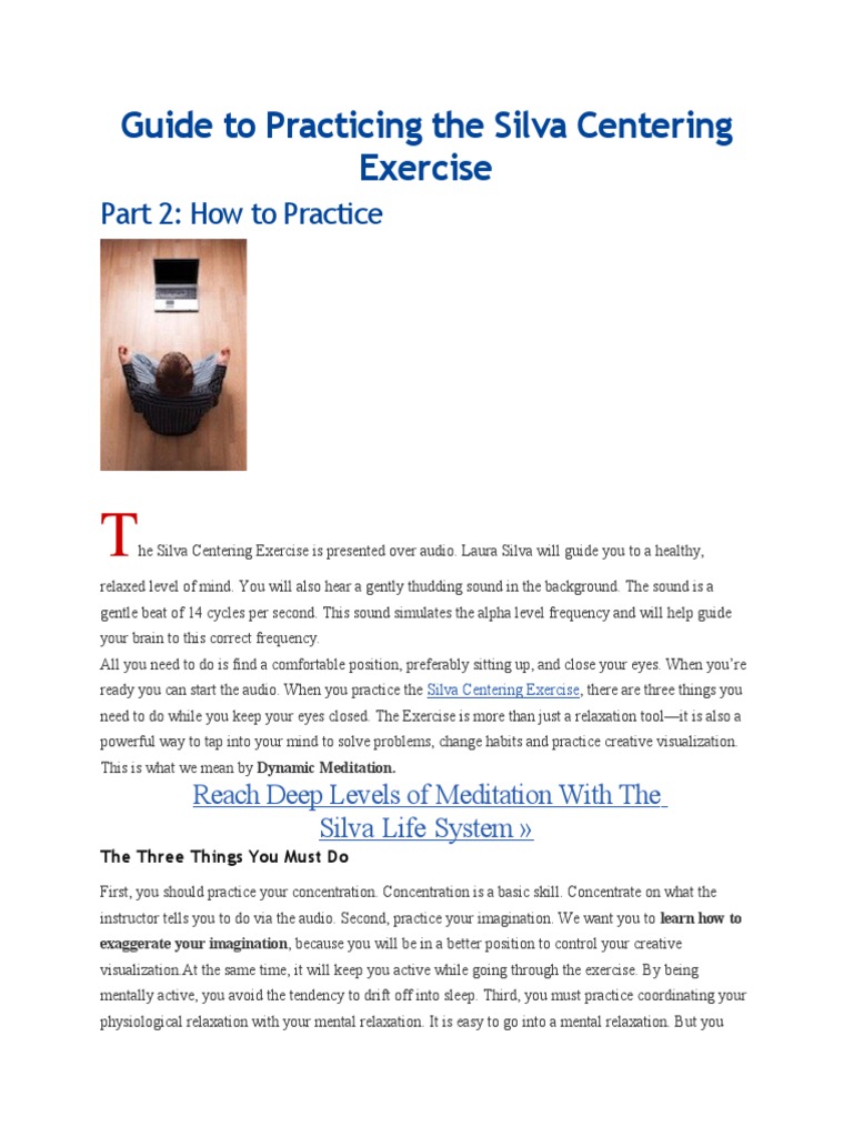 Guide To Practicing The Silva Centering Exercise | PDF | Relaxation (Psychology) | Intuition