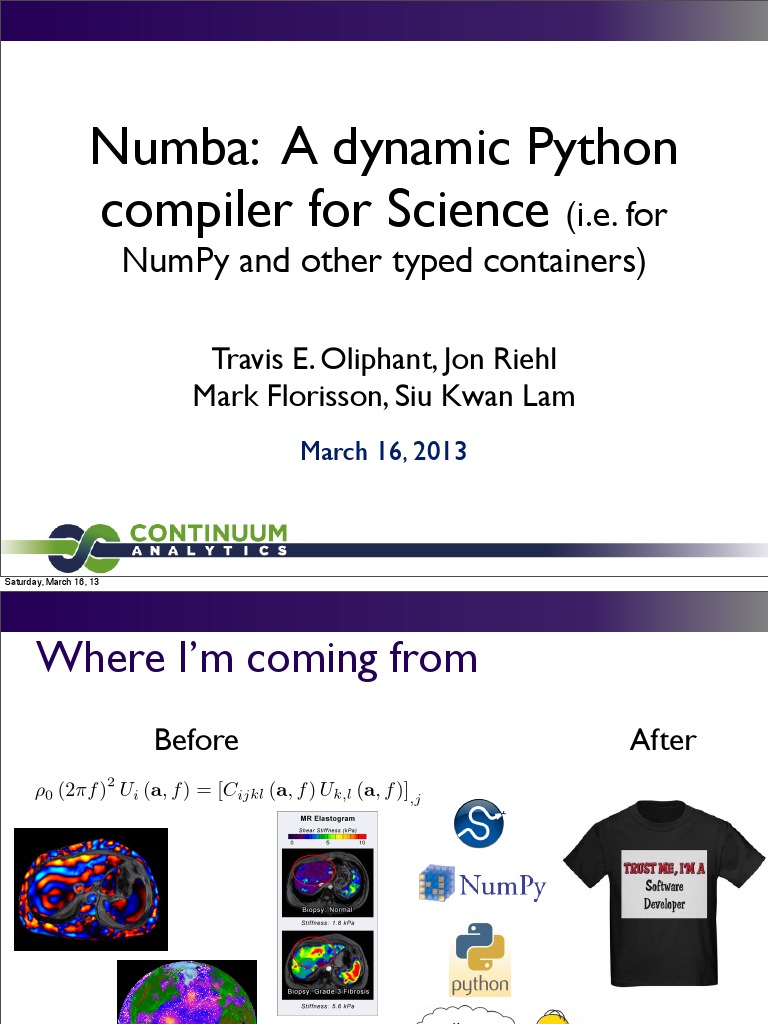 Numba A Dynamic Python Compiler For Science Pdf Compiler Computer Engineering 