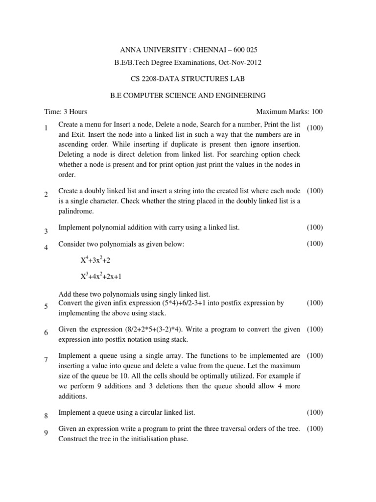 CS2208 2 Set3 | PDF | Queue (Abstract Data Type) | Algorithms And Data ...