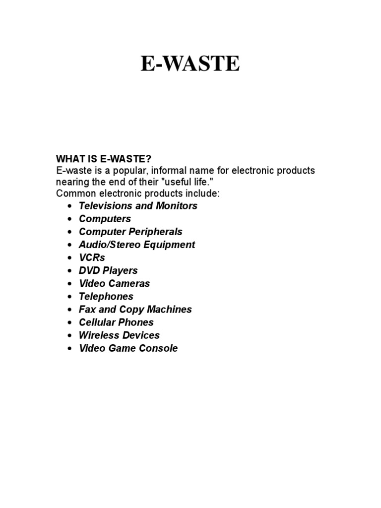 E Waste | PDF | Electronic Waste | Recycling