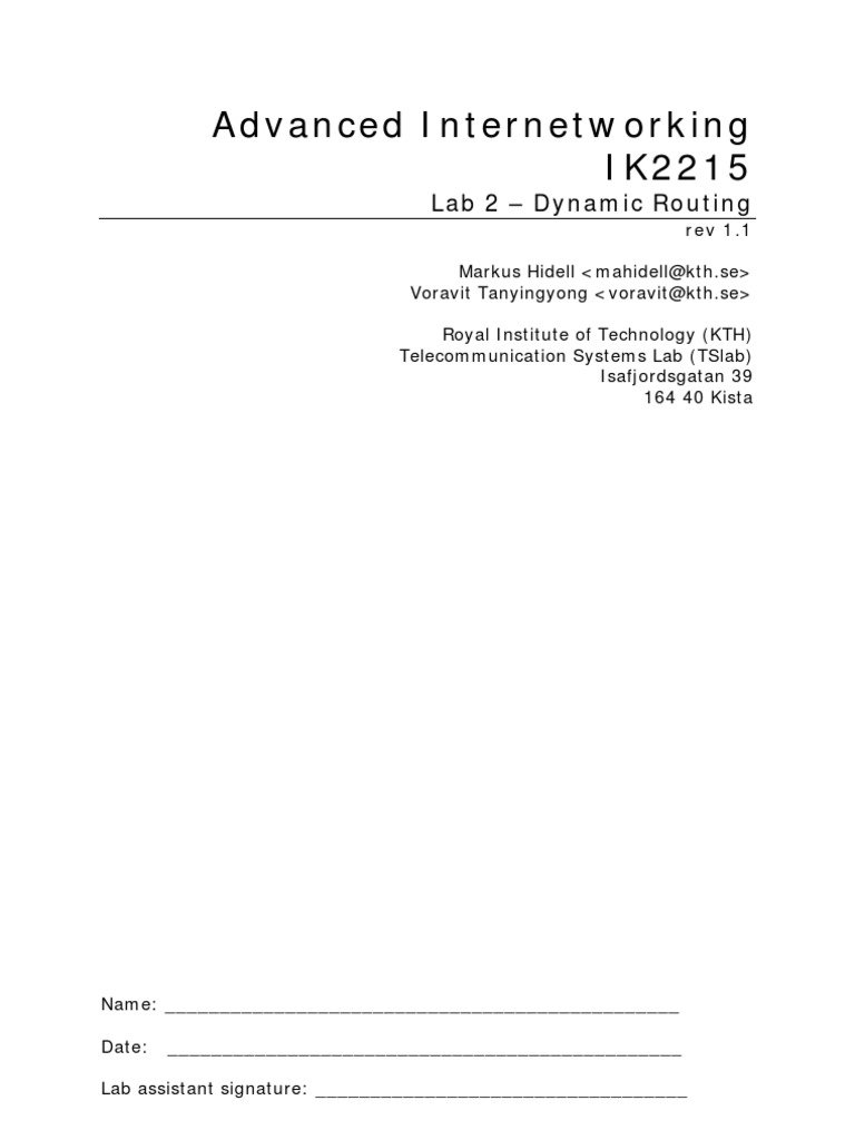 Advanced Internetworking Lab 2 - Dynamic Routing | PDF | Routing ...