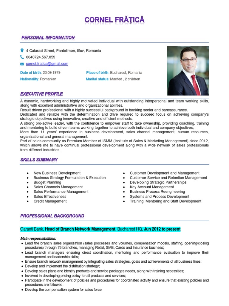 Cornel Fratica Resume | PDF | Strategic Management | Retail