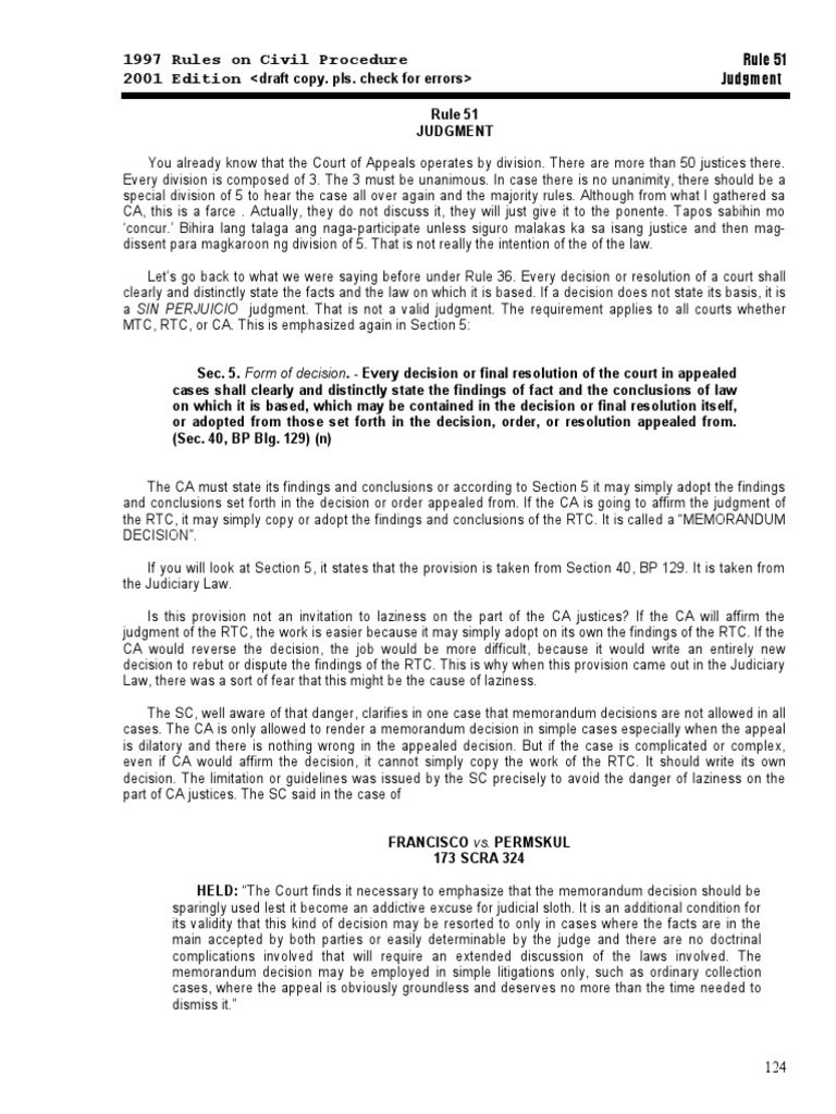 Rule 51 - Judgment | PDF | Standard Of Review | Judgment (Law)
