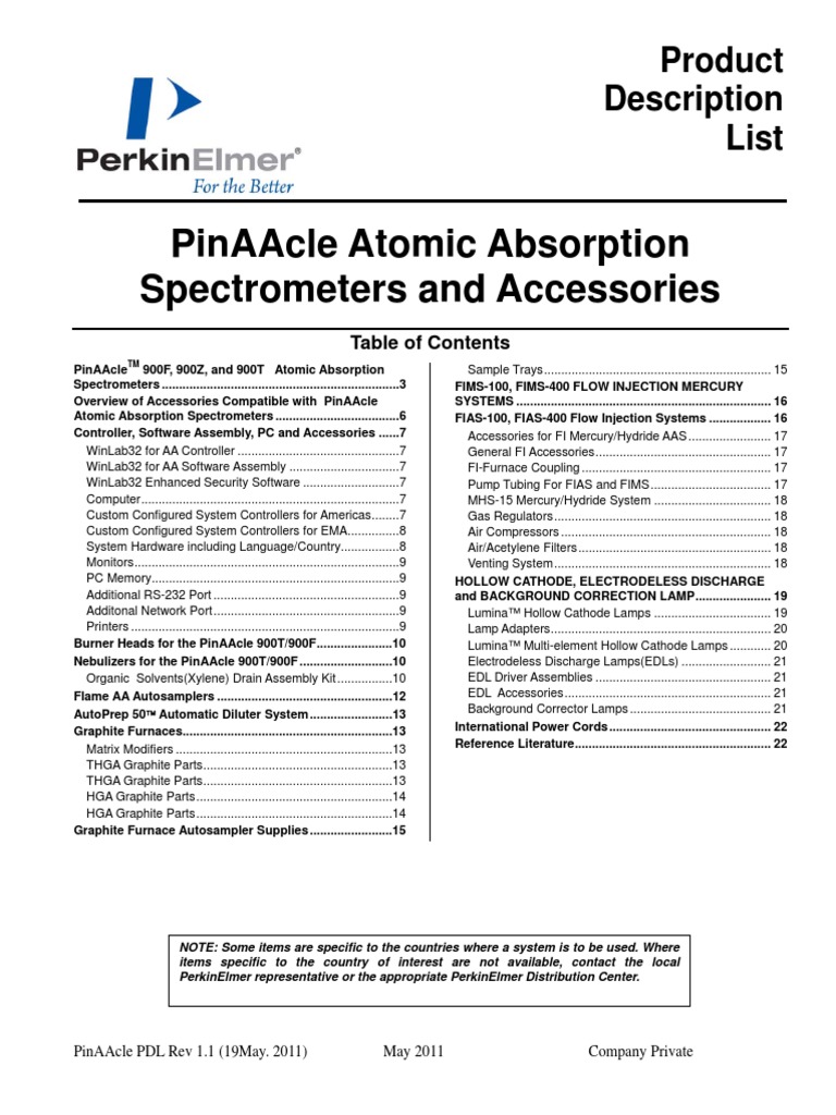 PinAAcle 900 AA Product Description List - 2011-06-06 | PDF | Atomic ...