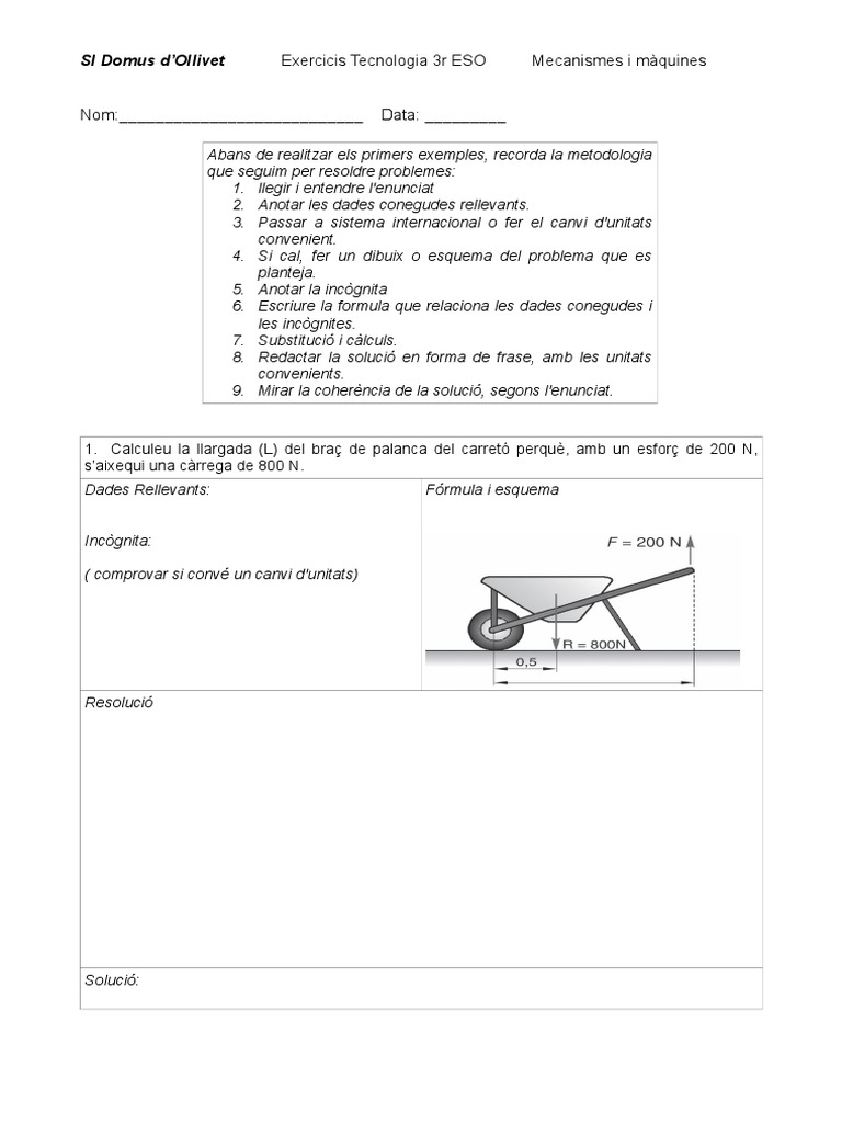 Exercicis Palanques 3r ESO | PDF