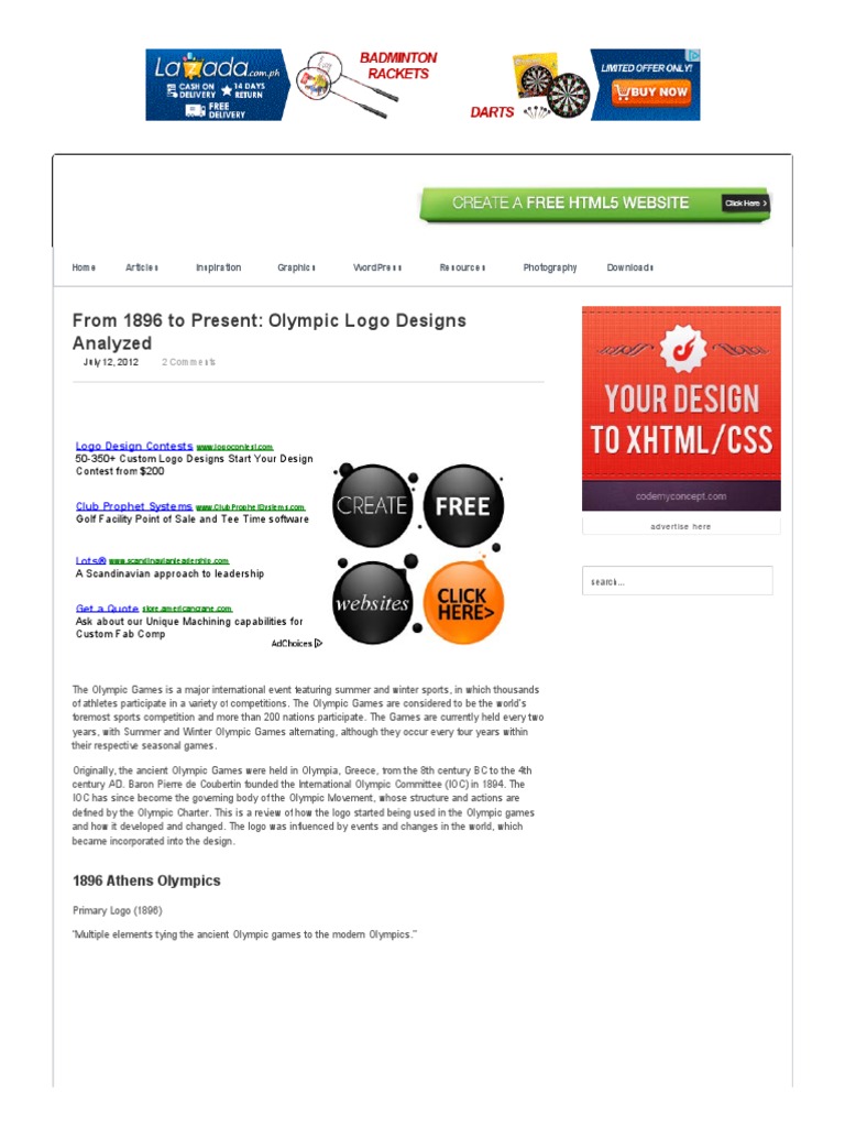From 1896 To Present - Olympic Logo Designs Analyzed | PDF | Olympic ...