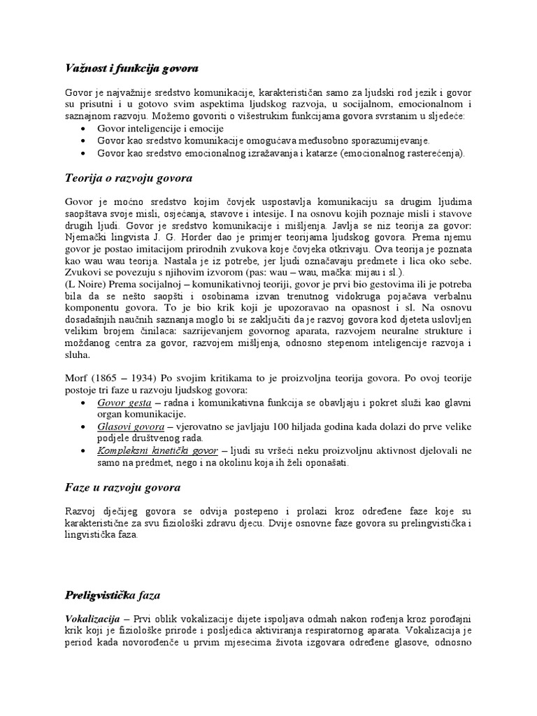 Razvoj Govora | PDF