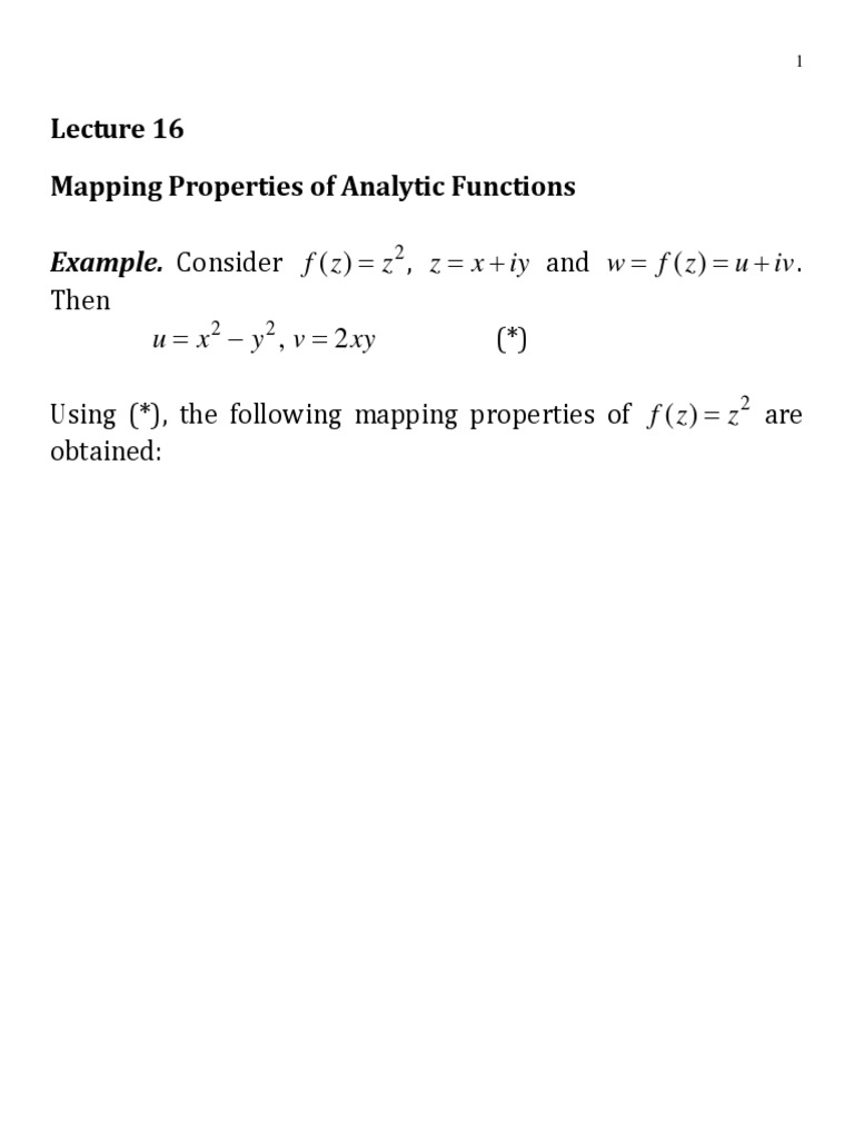 FZ Z W FZ U IV U X y V Xy FZ Z: Mapping Properties of Analytic Functions | PDF | Angle ...