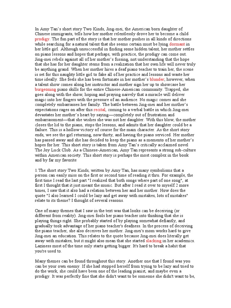 S. Two Kinds | PDF | Plot (Narrative) | Anger