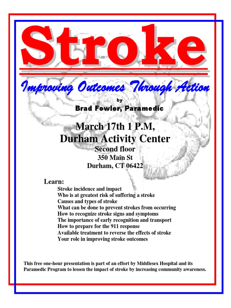 Durham Stroke Education Flyer | PDF | Self-Improvement | Wellness