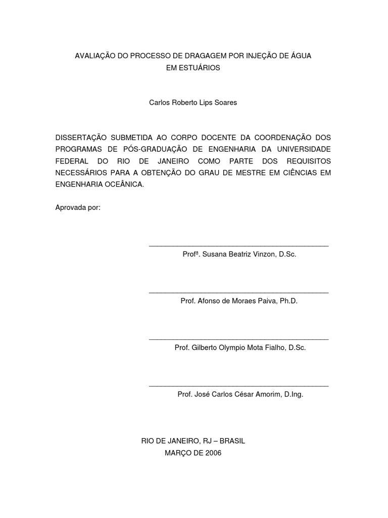 2006 Mestrado Carlos Lips PDF | PDF | Dragagem | Solo
