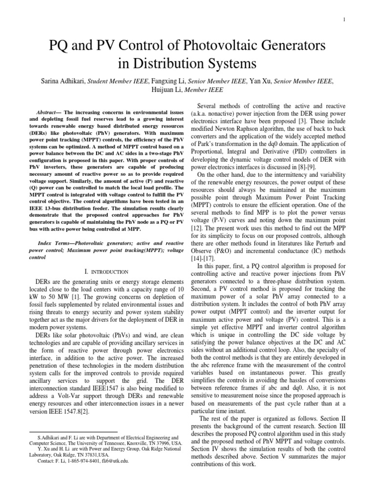 Maximizing Solar PV Output Through Integrated Maximum Power Point ...