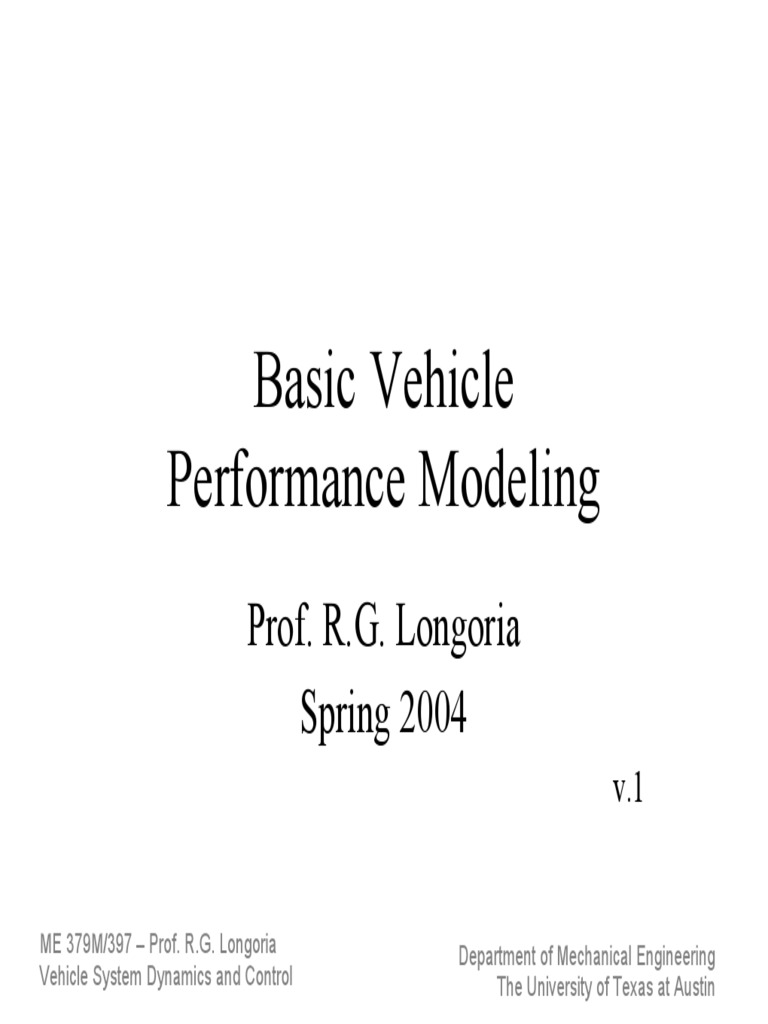 Basic Vehicle Performance Modeling | PDF | Tire | Friction