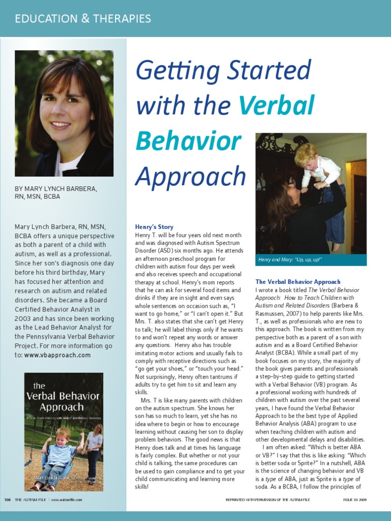 Getting Started With The Verbal Behavior Approach by Mary Lynch Barbera ...