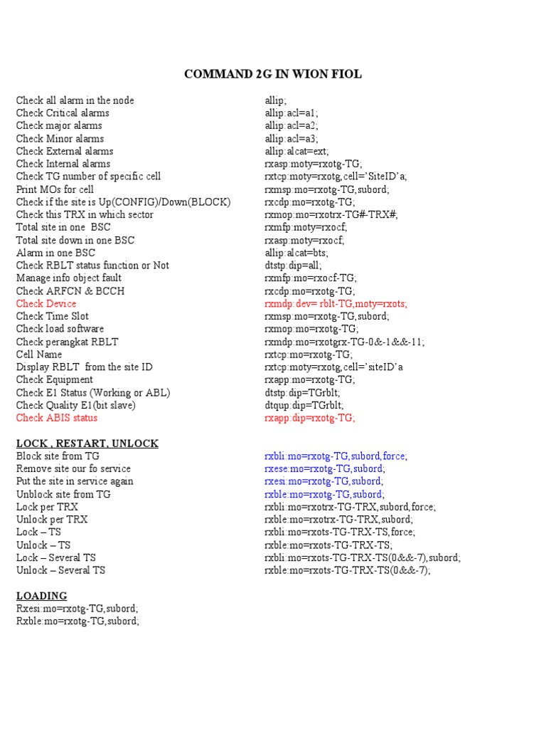 WinFiol Command Guide for Ericsson | PDF