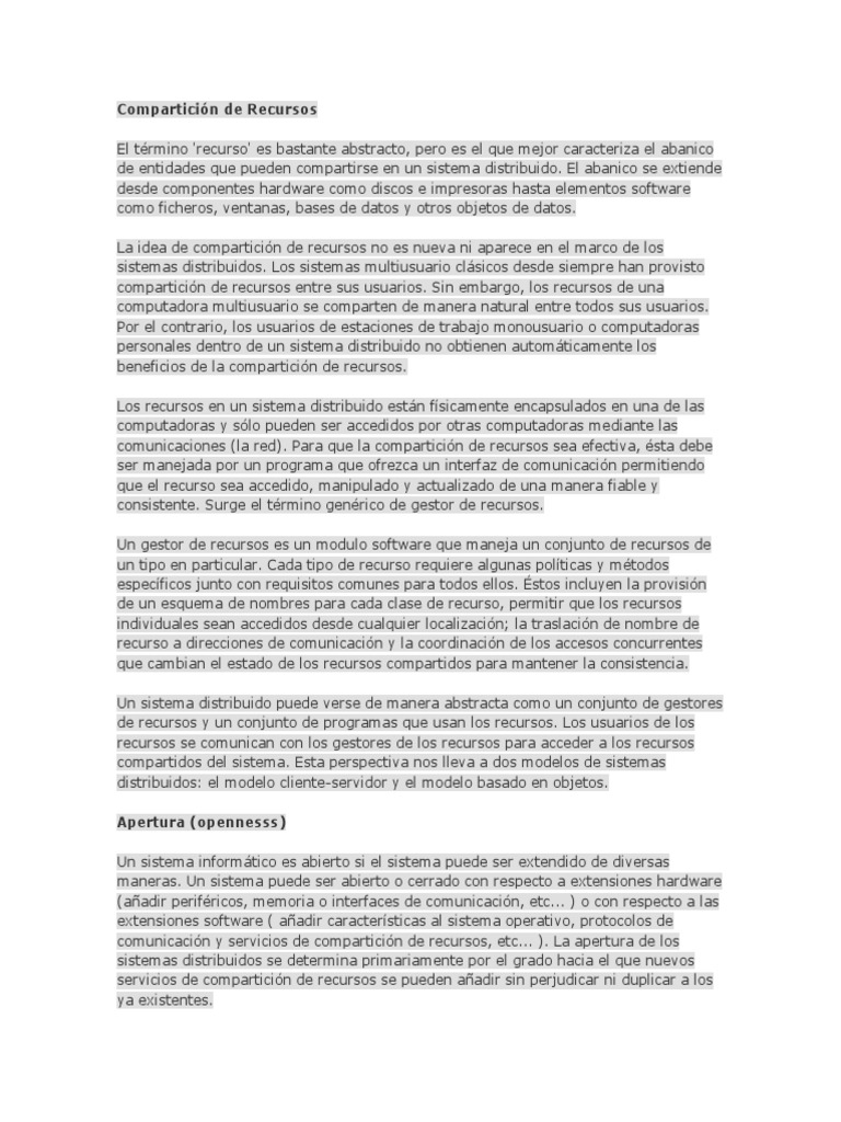 Compartición de Recursos | PDF | Computación distribuída | Servidor ...