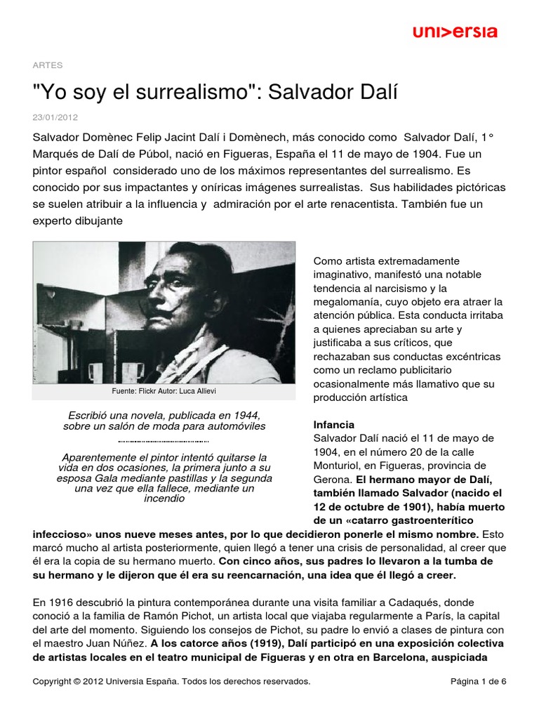 Soy Surrealismo Salvador Dali | PDF | Salvador Dalí | Surrealismo