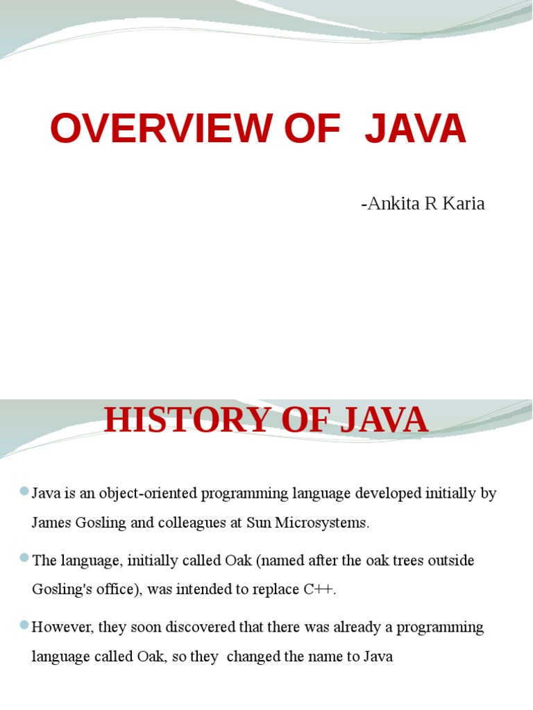 Overview of Java: - Ankita R Karia | PDF | Inheritance (Object Oriented Programming) | Method ...