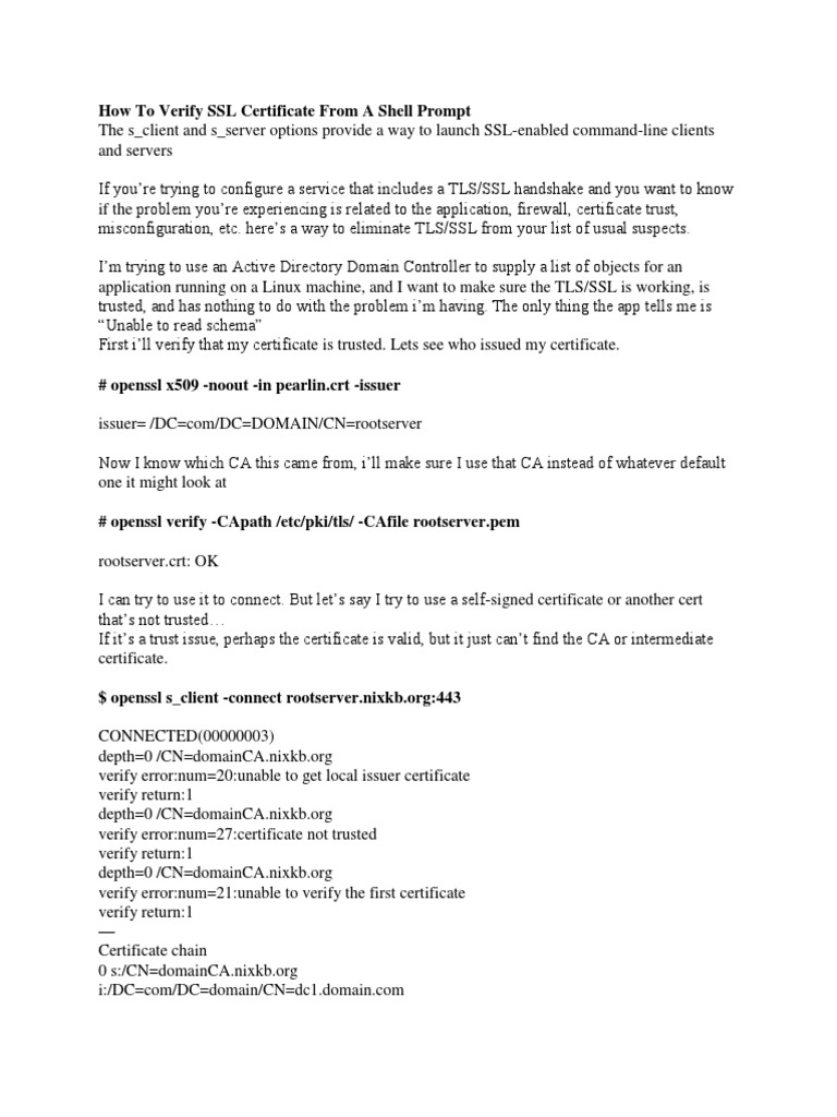 How To Verify SSL Certificate From A Shell Prompt | Download Free PDF ...