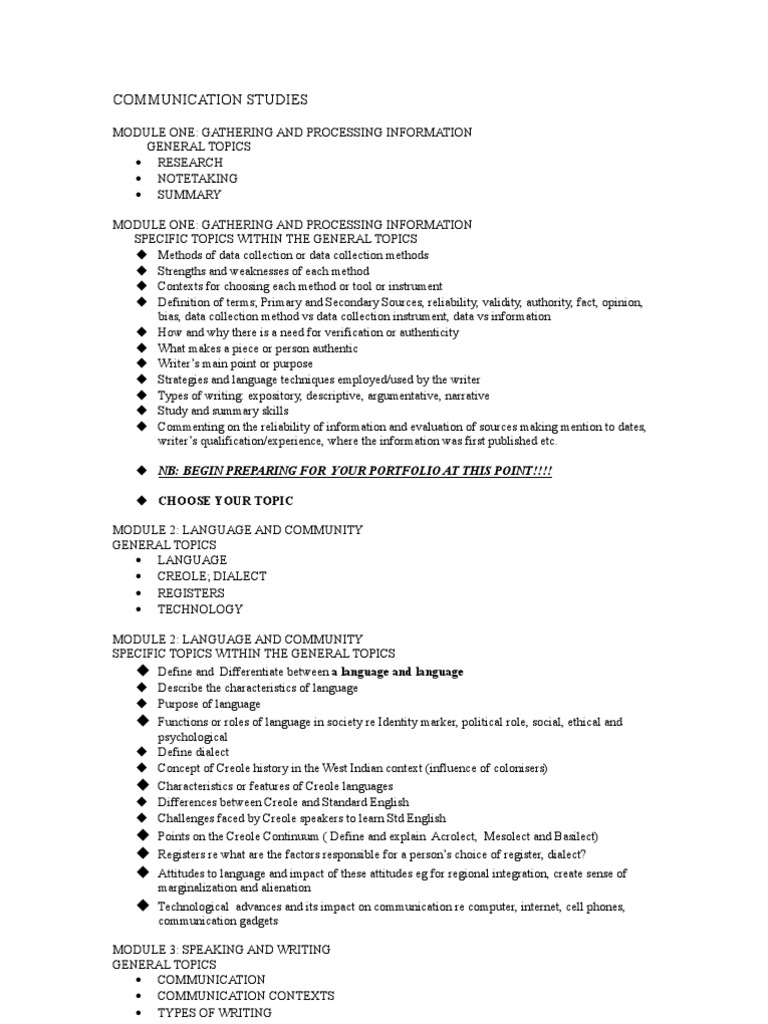 Communication Studies Syllabus Overview | PDF | Communication ...