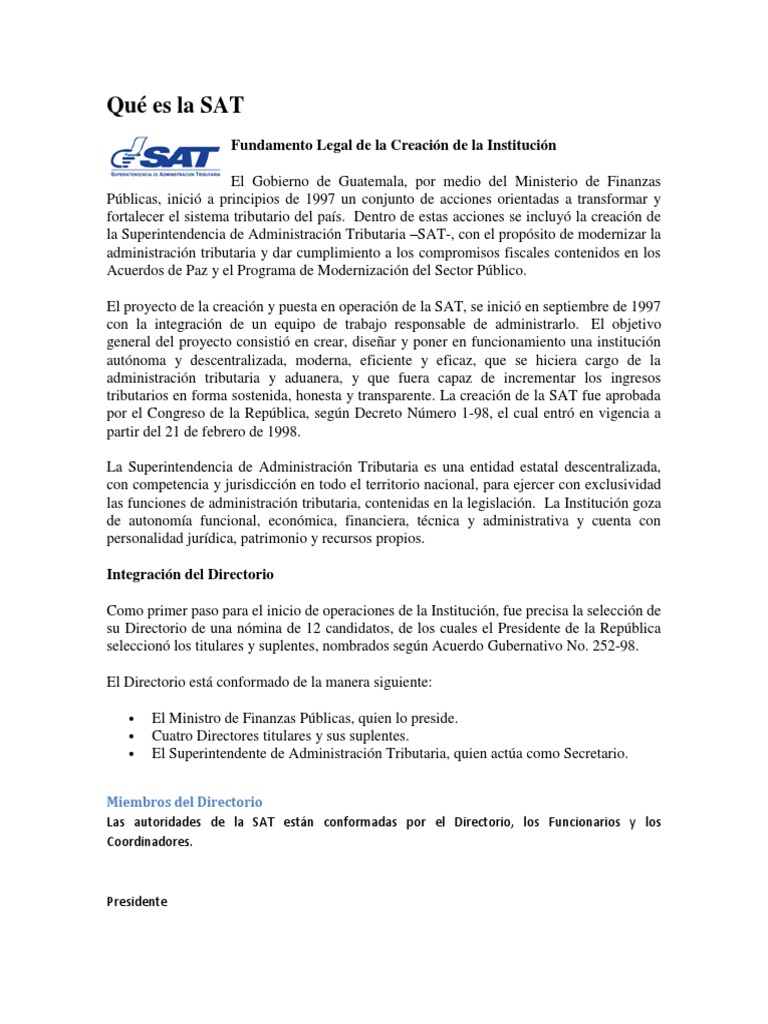 Qué Es La SAT | PDF | aduana | Planificación