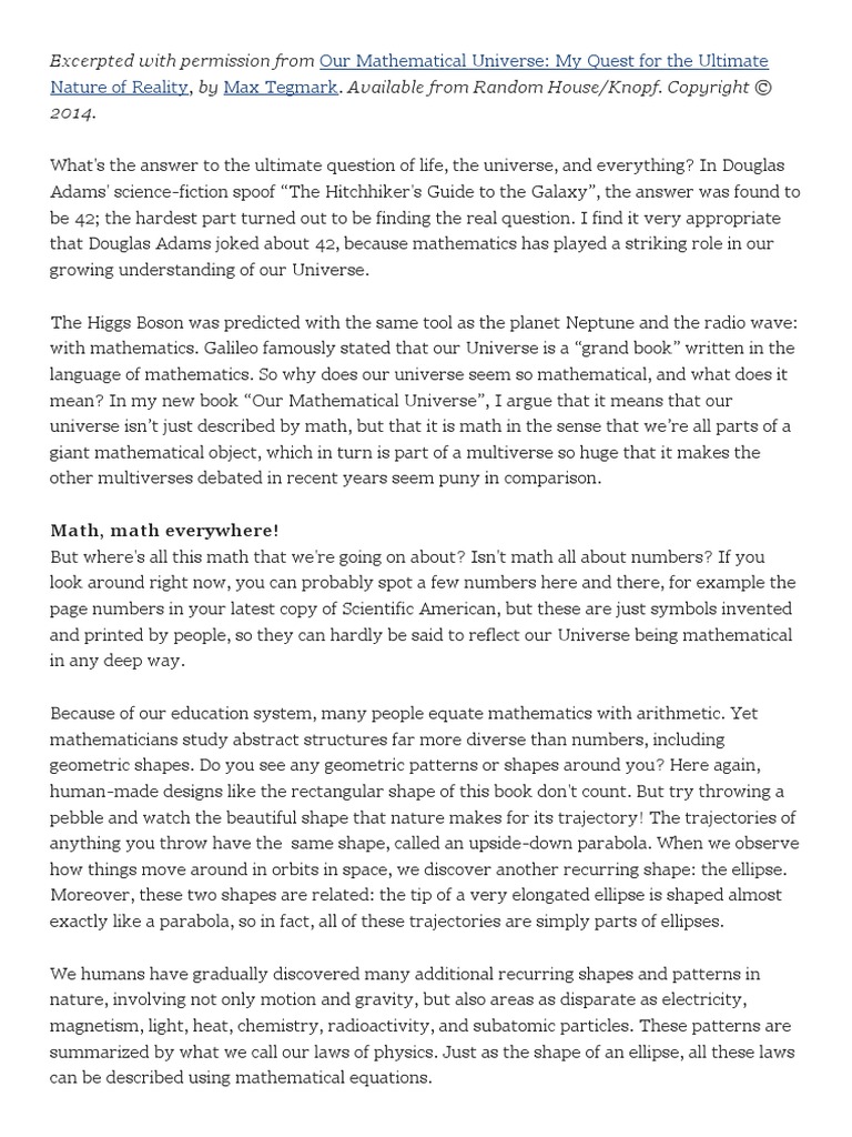 Is The Universe Made of Math - (Excerpt) - Scientific American | PDF ...