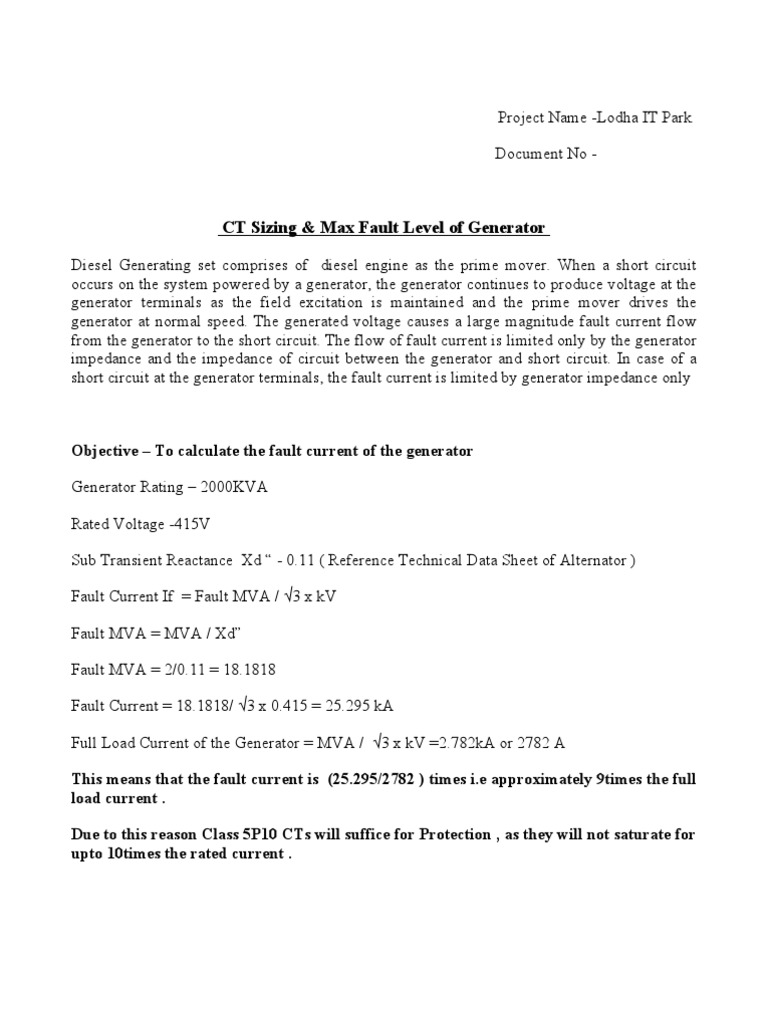 CT For Generator Protection-Rev1 | PDF | Electric Generator ...