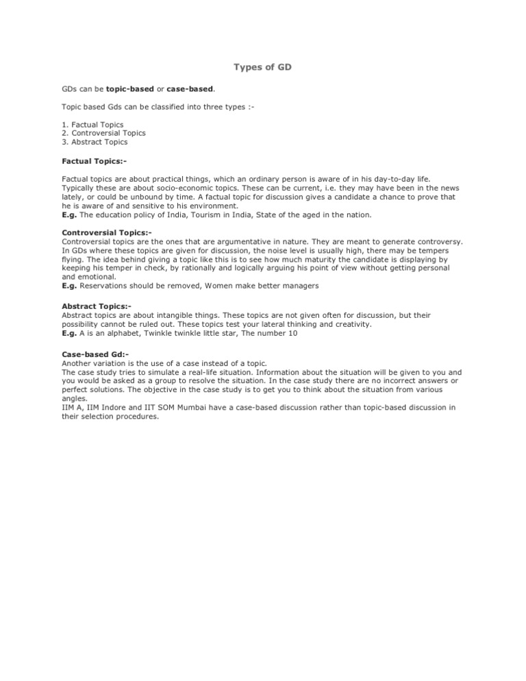 Types of GD Explained | PDF