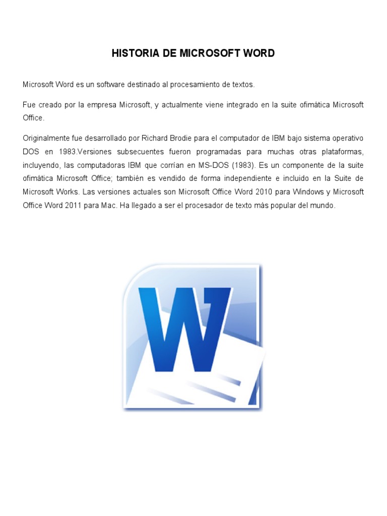 Historia de Word | PDF | Microsoft Word | Suites de oficina