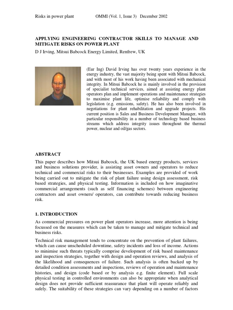 Risks in Power Plant | PDF | Risk | Boiler