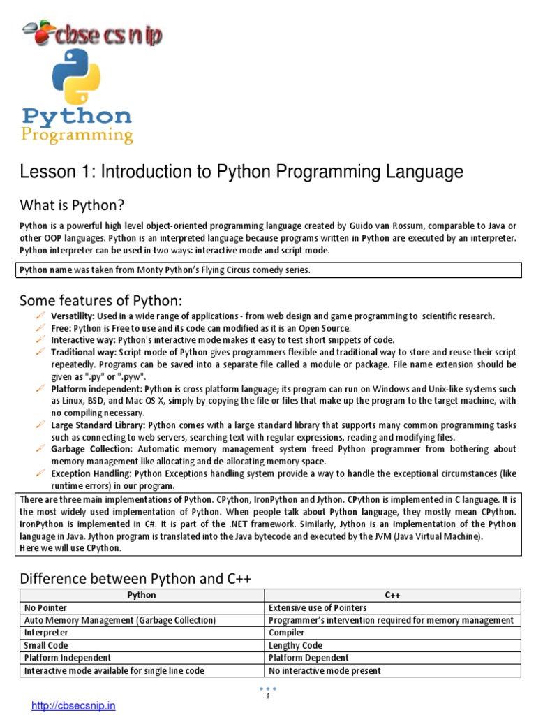 Introduction To Python | PDF | Cross Platform | Python (Programming ...
