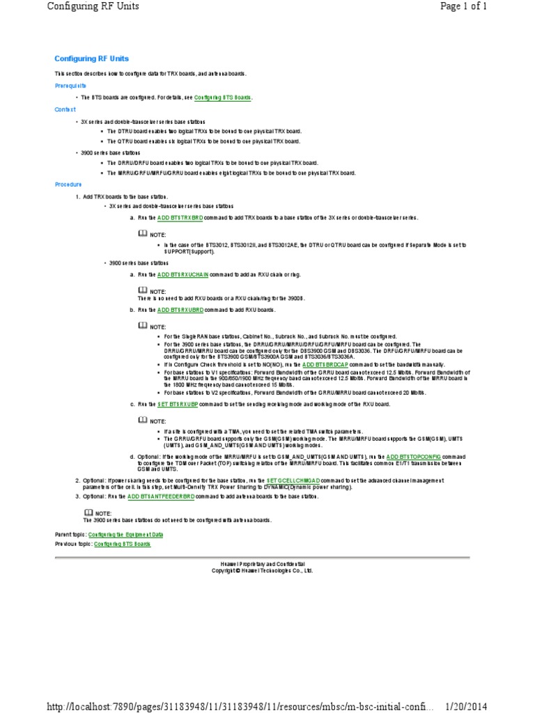 Configuring RF Units | PDF | Base Station | Gsm