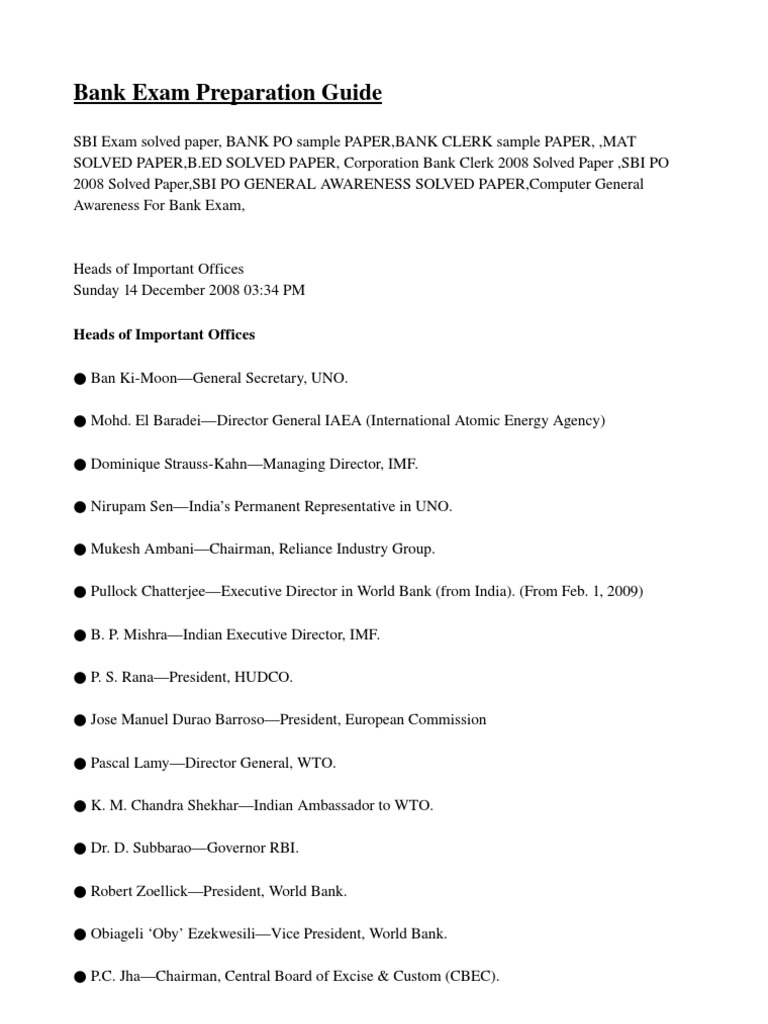 Bank Exam Preparation Guide Question Bank All Topics | PDF