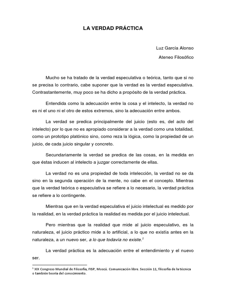 LA VERDAD PRÁCTICA | Comprensión | Verdad