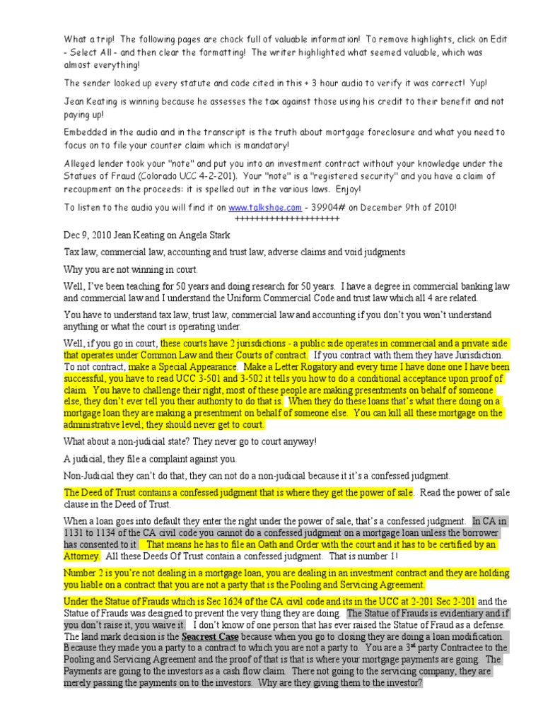 Transcript Jean Keating | PDF | Foreclosure | Private Law