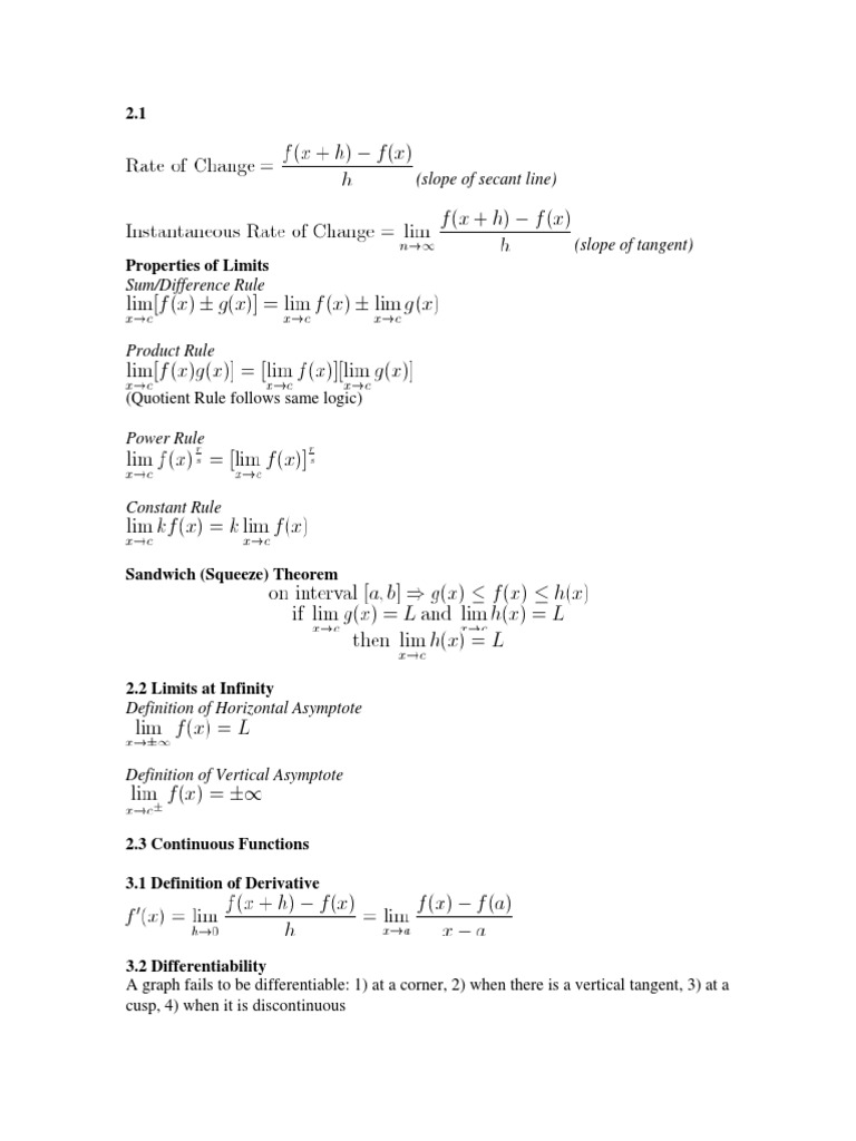 AP Calc BC Midterm Study Guide | PDF | Derivative | Integral
