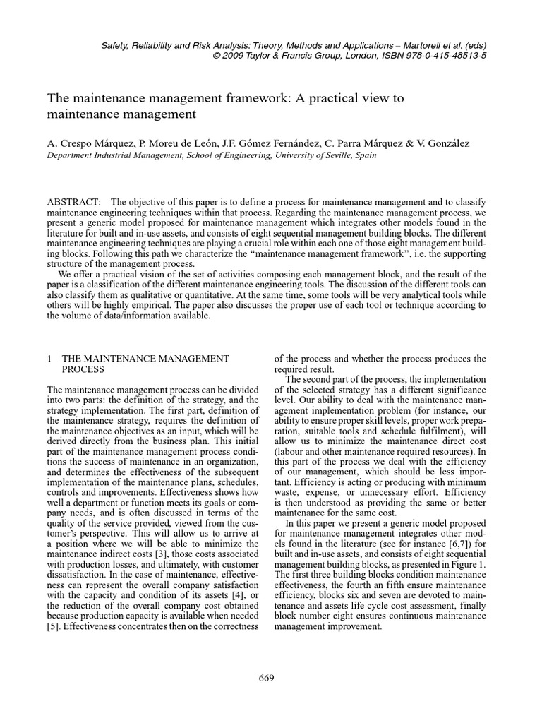 Maintenance Management Framework | Download Free PDF | Risk ...