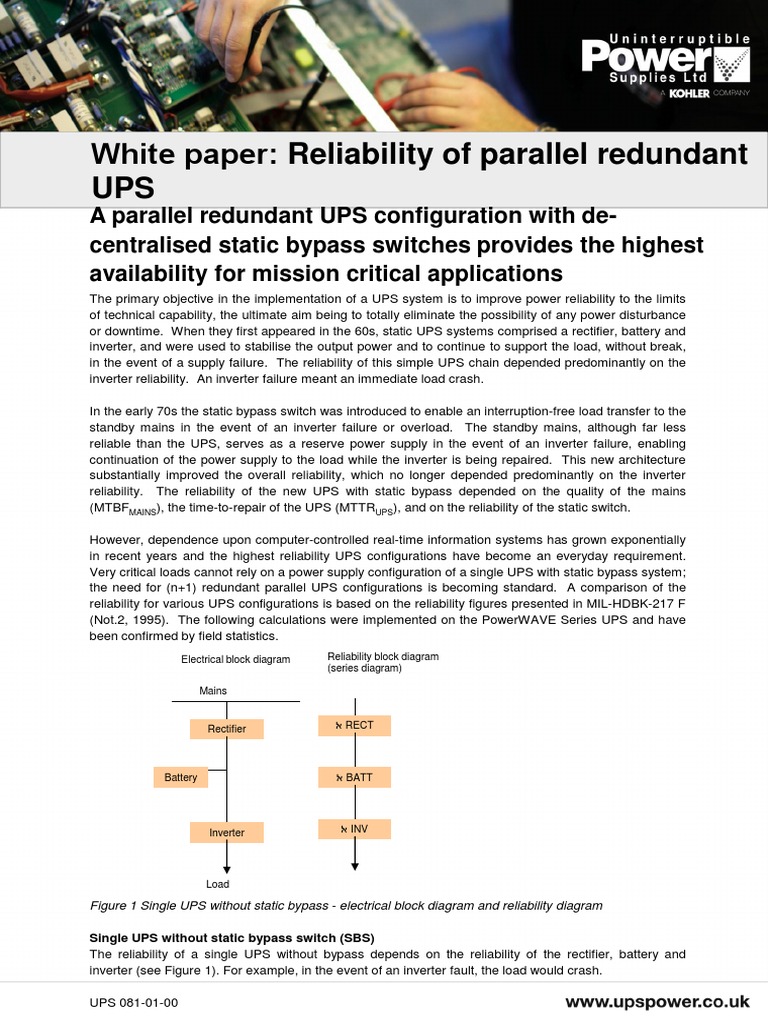 Parallel Redundant UPS Reliability Analysis | PDF | Reliability ...