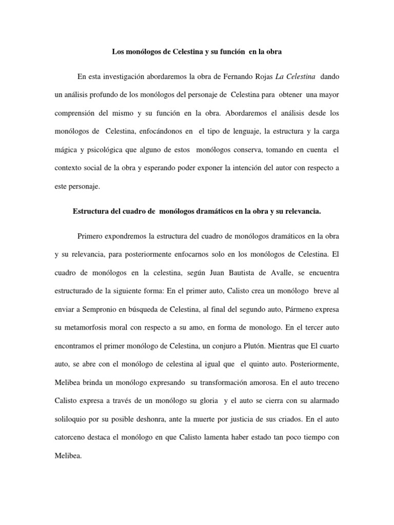1Los Mon logos De Celestina Y Su Funci n En La Obra Brujer a 