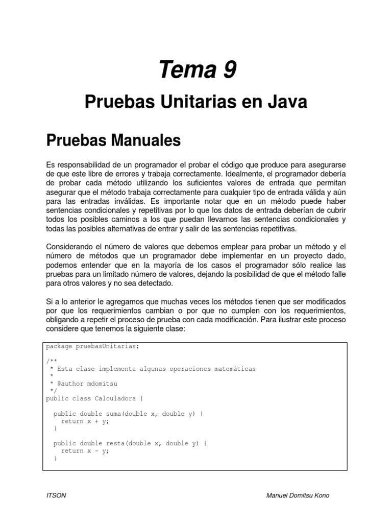 Tema 9 - Pruebas Unitarias | PDF | Java (lenguaje de programación ...