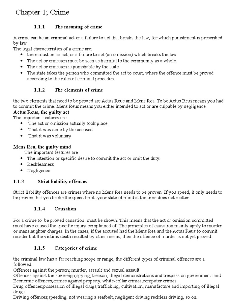 Chapter 1 Crime: 1.1.1 The Meaning of Crime | Download Free PDF ...