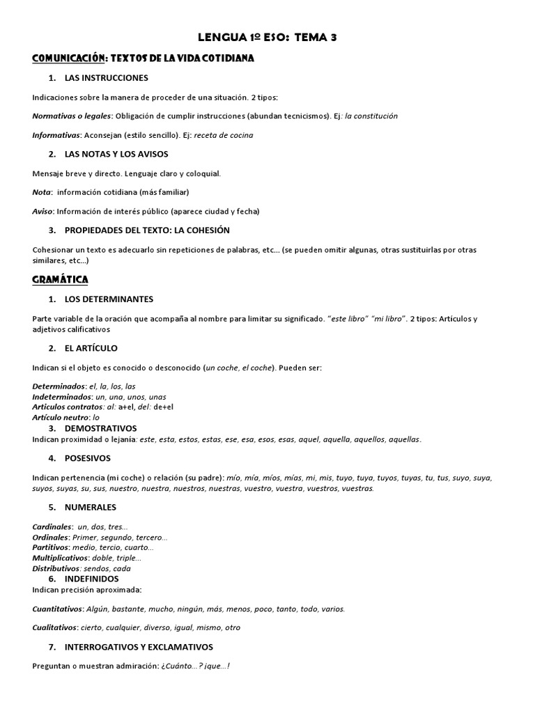 Esquemas Lengua 1º Eso | PDF | Sustantivo | Tipología Lingüística