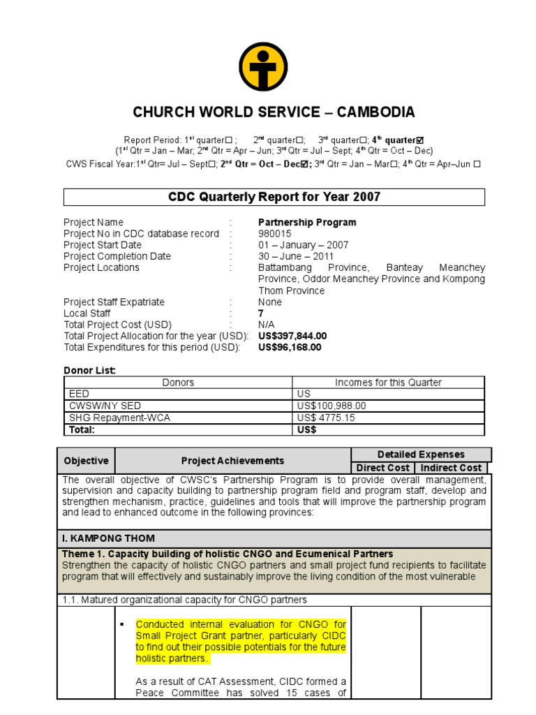 2ndQ CWSC-Partnership Program CDC Report Final | PDF | Cambodia | Business