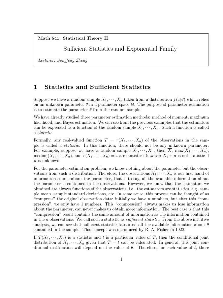 Sufficient Statistics & Factorization | PDF | Estimator | Measure Theory