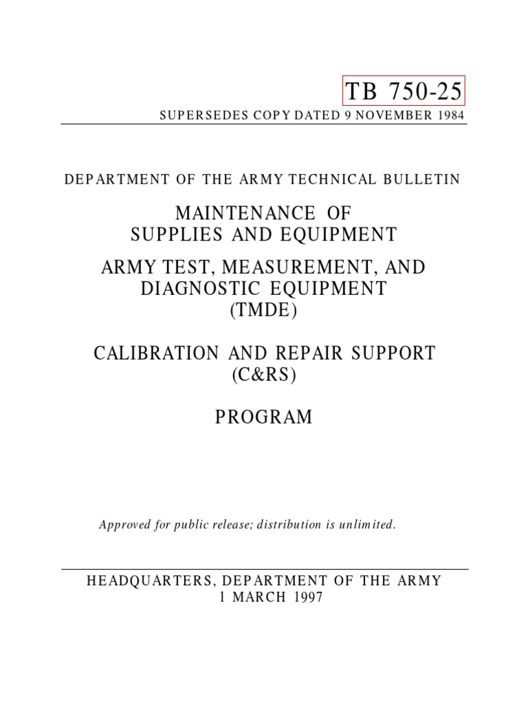 Maintenance of Supplies and Equipment Army Test, Measurement, and ...