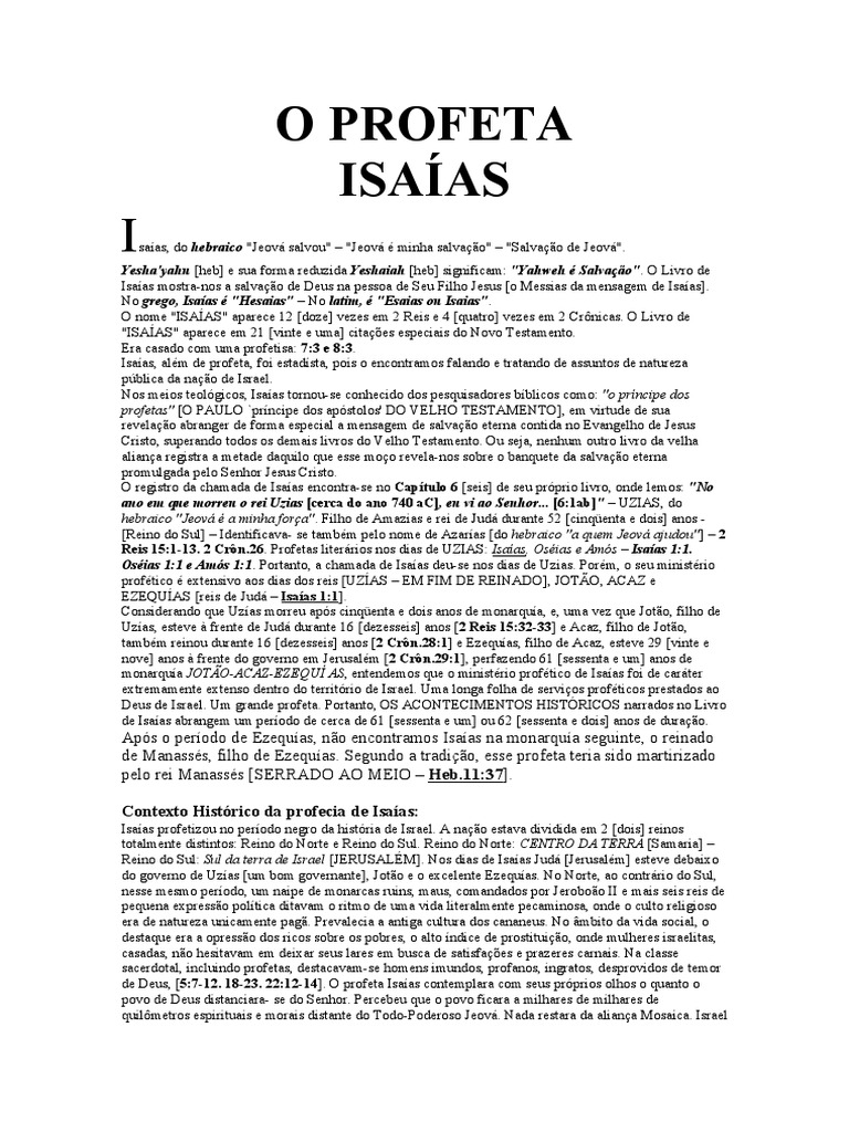 O Livro Do Profeta Isaías | PDF | Isaías | Palavras e frases hebraicas