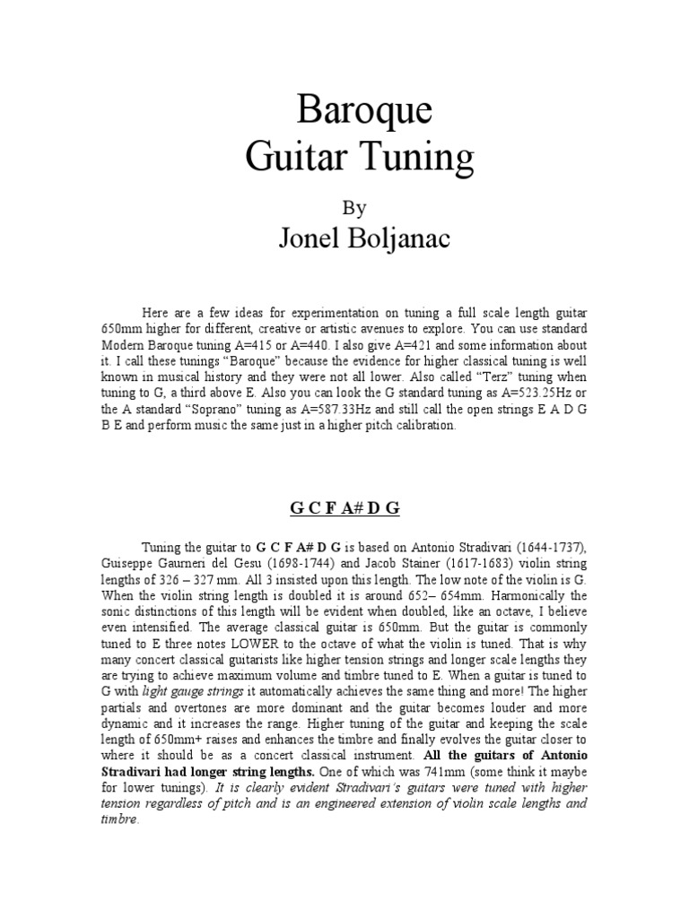 Baroque Guitar Tuning | PDF | Guitars | Classical Guitar